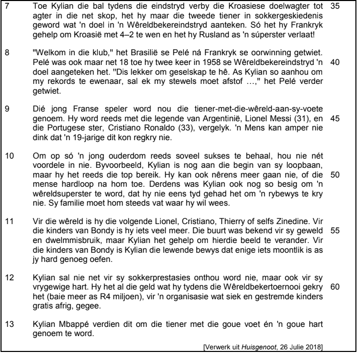 Afrikaans First Additional Language Past Paper 1