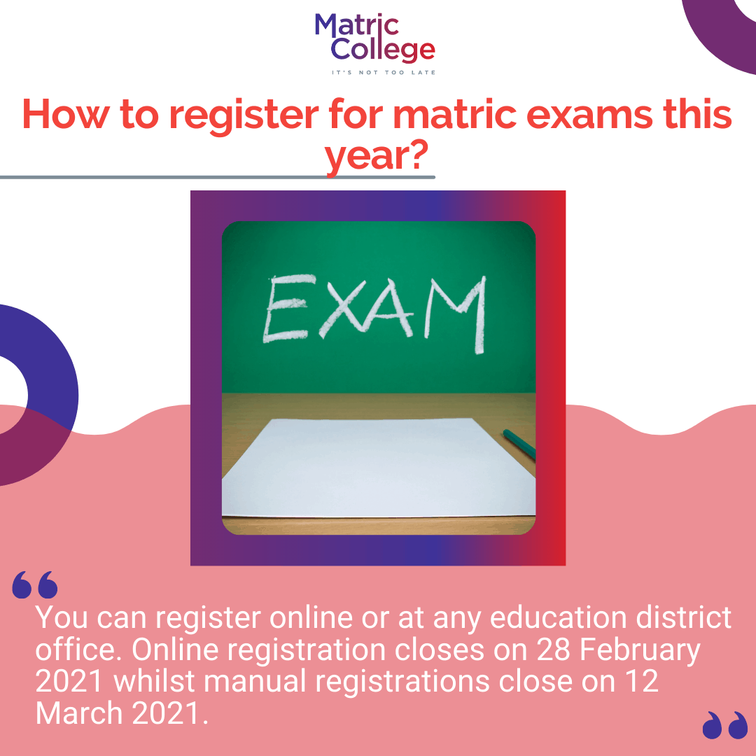 How to register for matric exams this year?