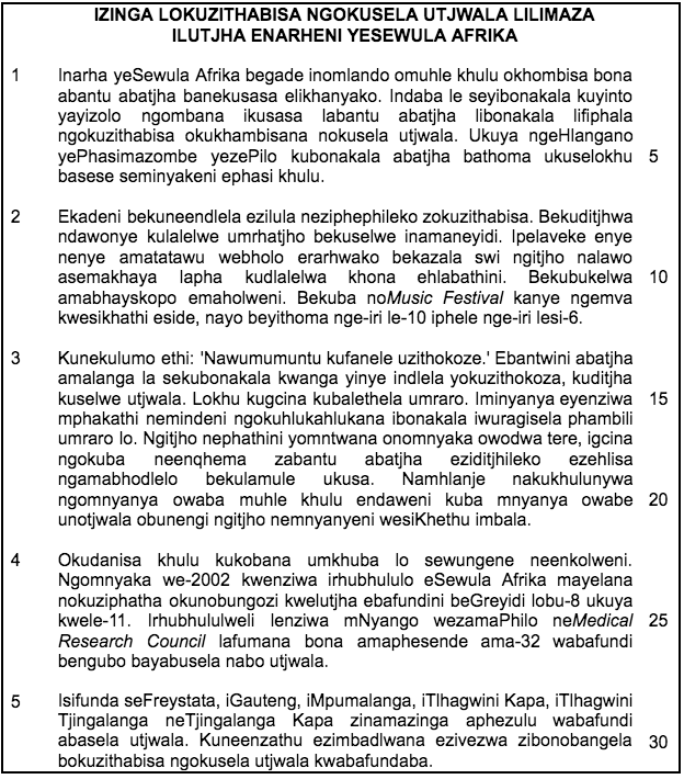 Grade 12 IsiNdebele First Additional Language Past Paper