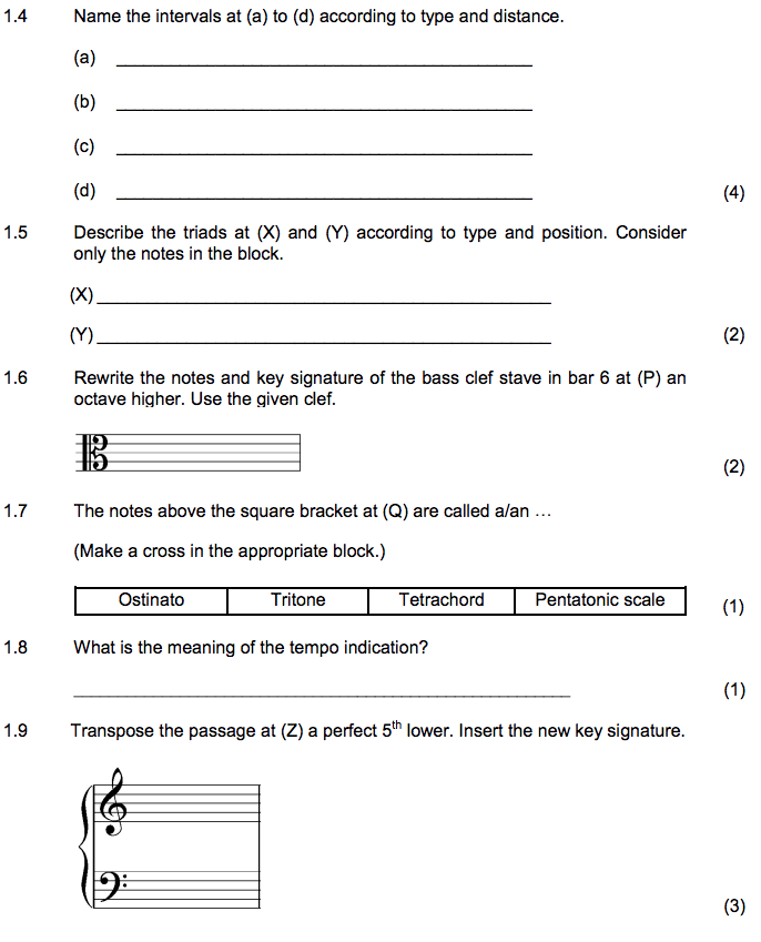 Grade 12 Music Past Paper