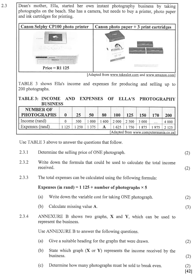Grade 12 Mathematics Literacy Past Paper