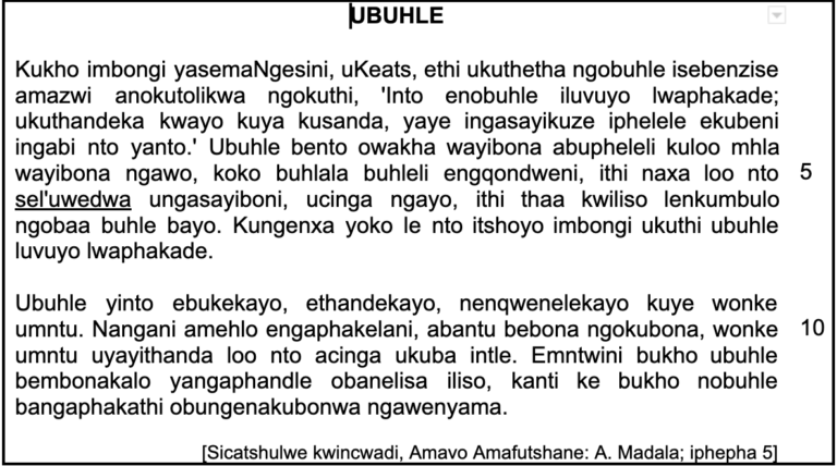 Isixhosa First Additional Language Past Paper 1